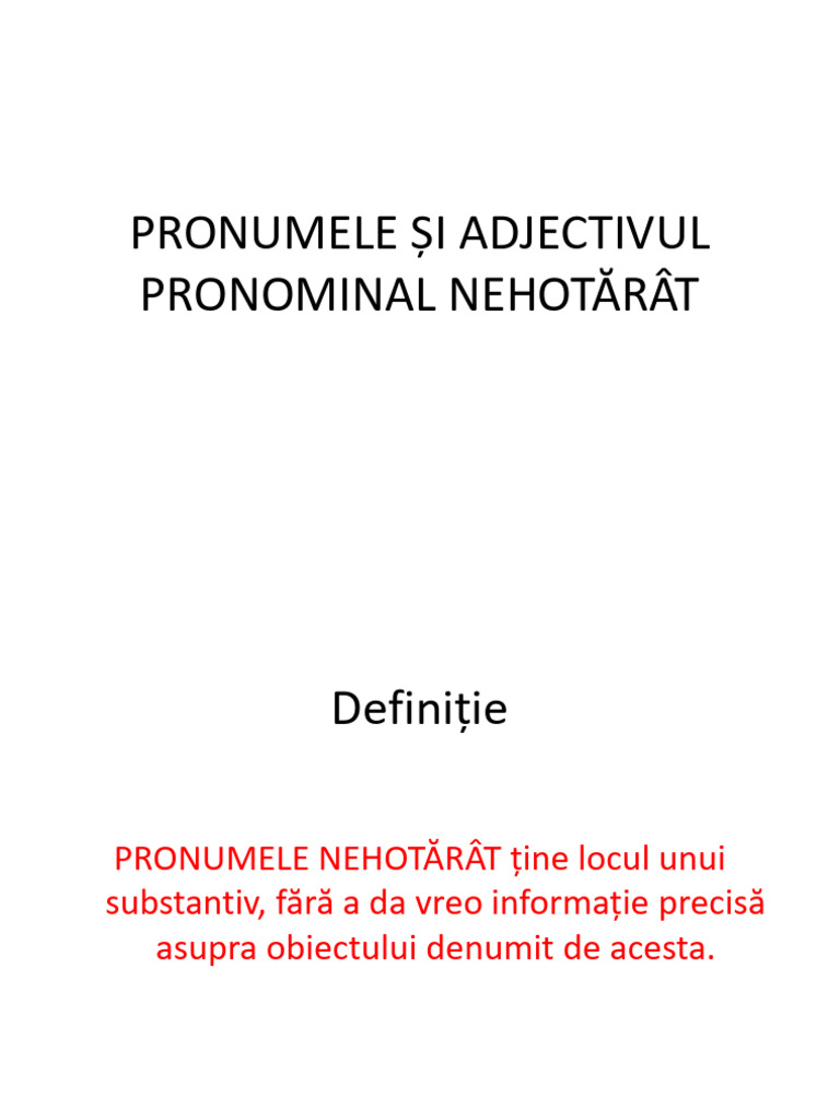 Pronumele Si Adjectivul Pronominal Nehotărât Cl. 7 | PDF