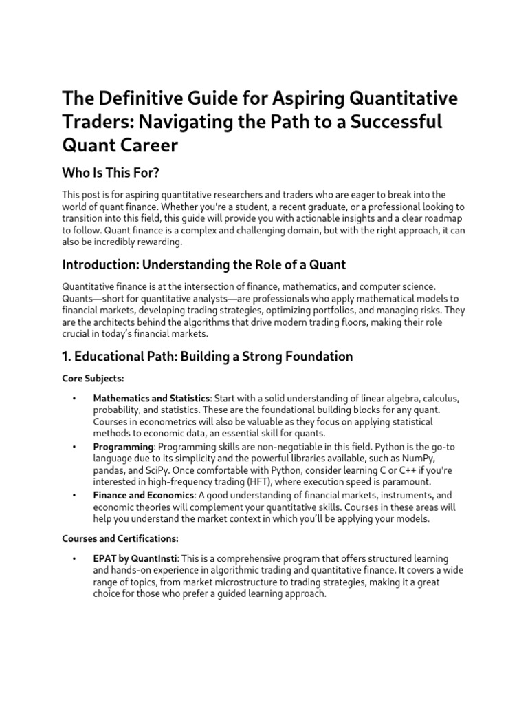 Getting Into Quants | PDF
