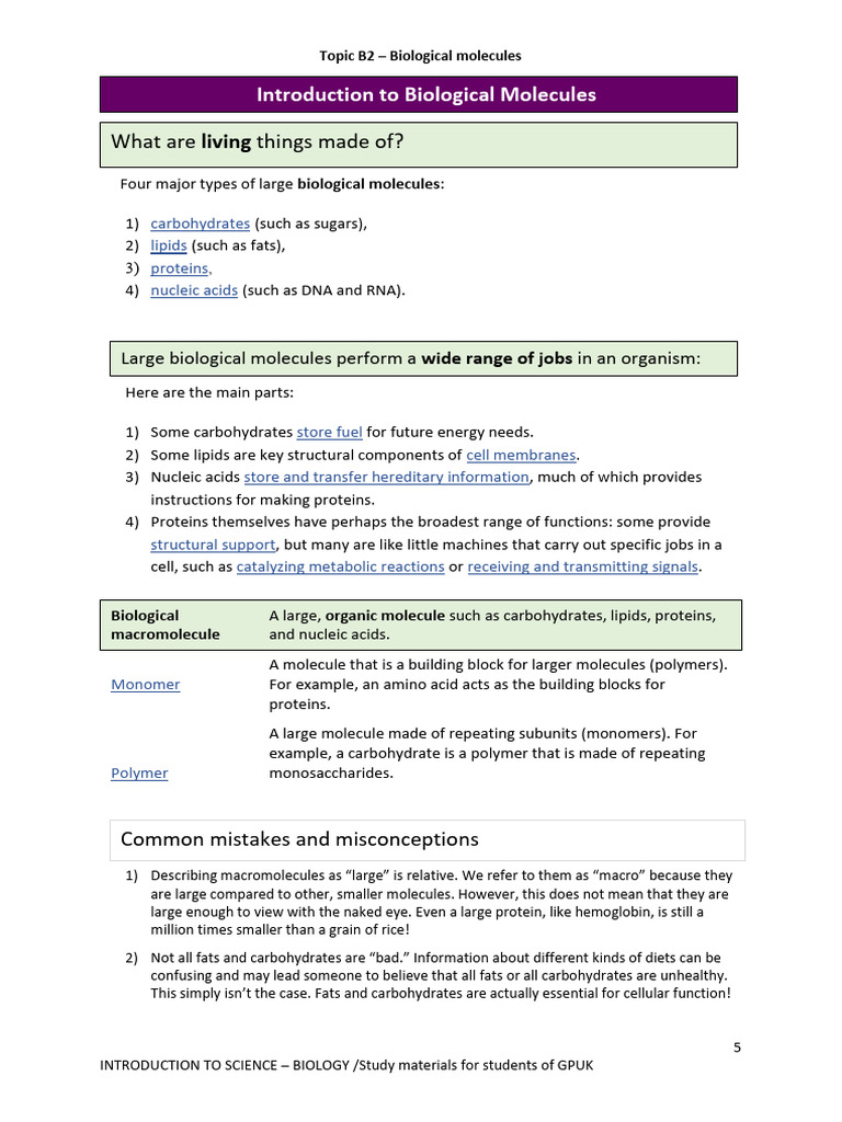 03 Biological Molecules - Introduction | PDF