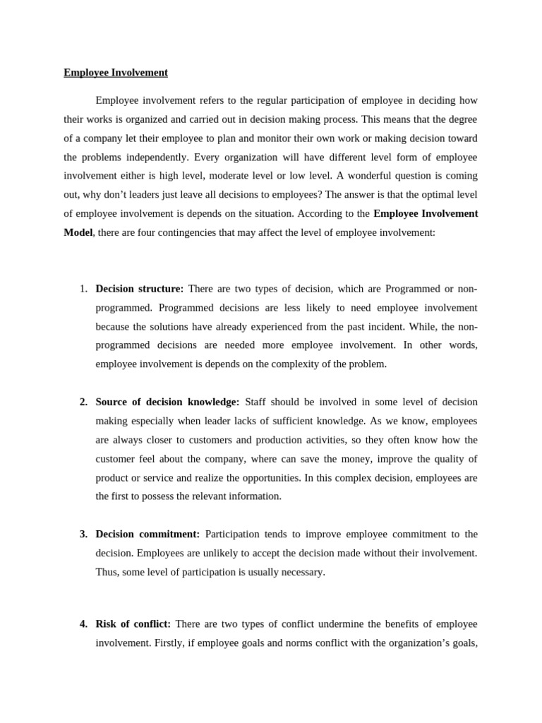 Theories Employee Involvement | PDF