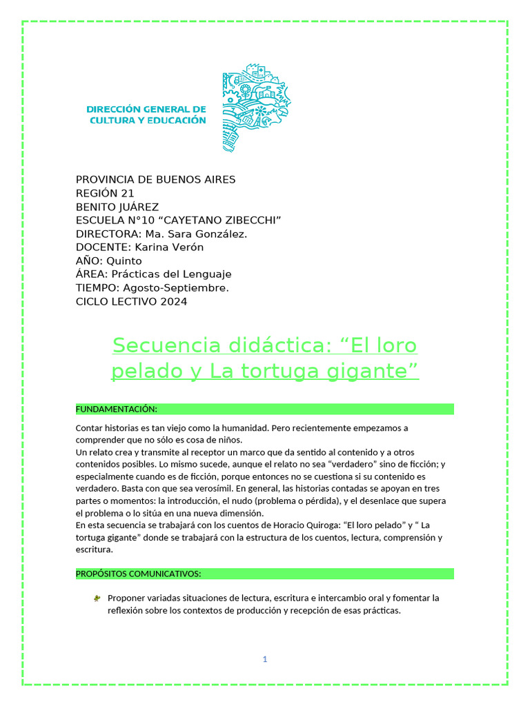 Secuencia Didáctica: El Loro Pelado | PDF | Evaluación | Ficción general