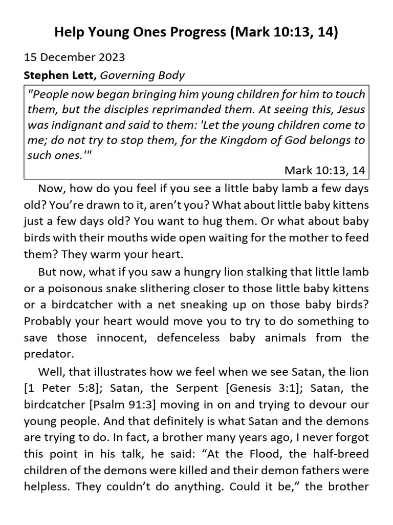 Help Young Ones Progress, Stephen Lett | PDF