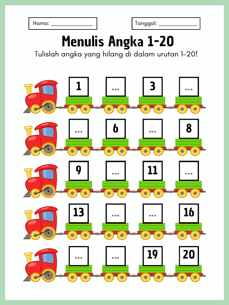 Menulis Angka Yang Hilang | PDF