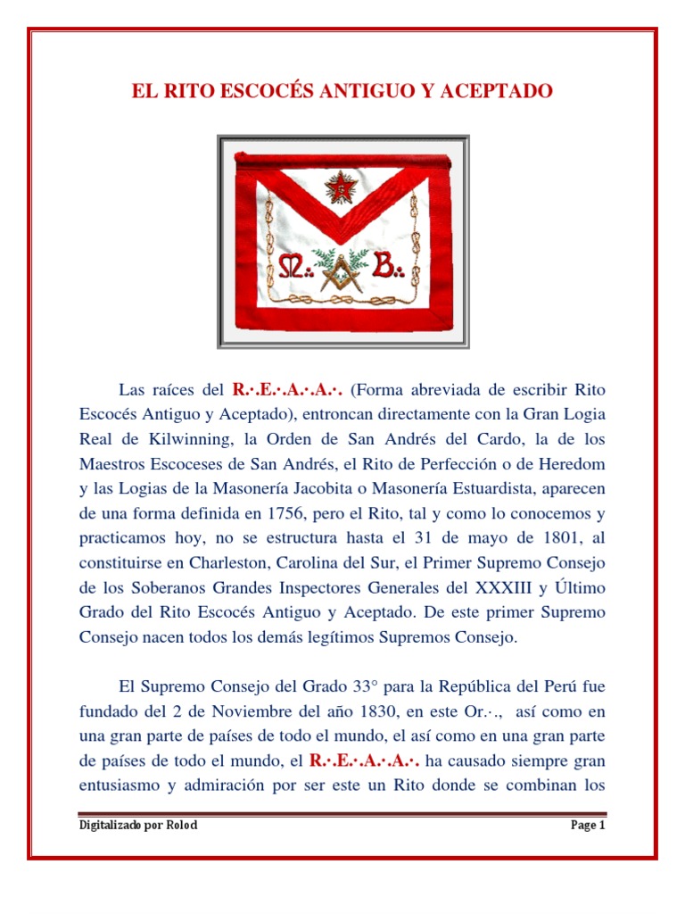 El Rito Escoces Antiguo y Aceptado G L Suecia | PDF