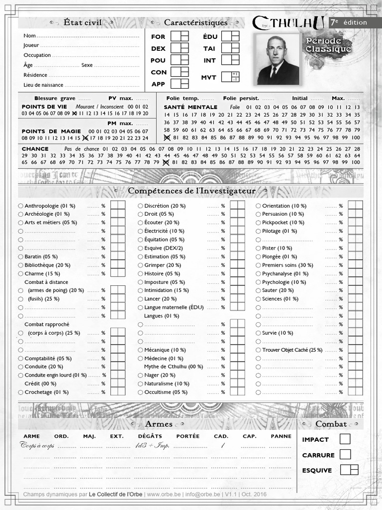 Fiche de Personnage JDR | PDF