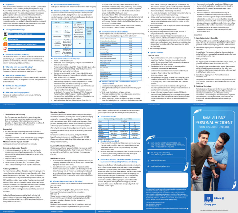 Personal Accident Brochure | PDF