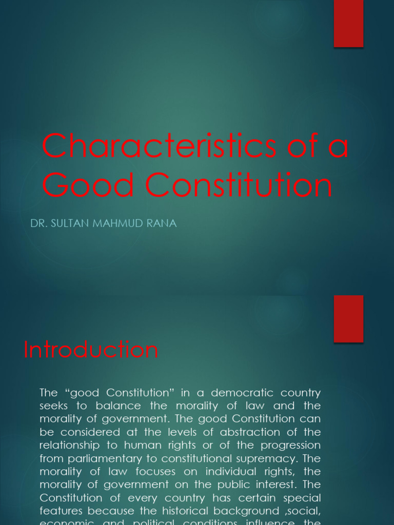 Characteristics of Good Constitution | PDF
