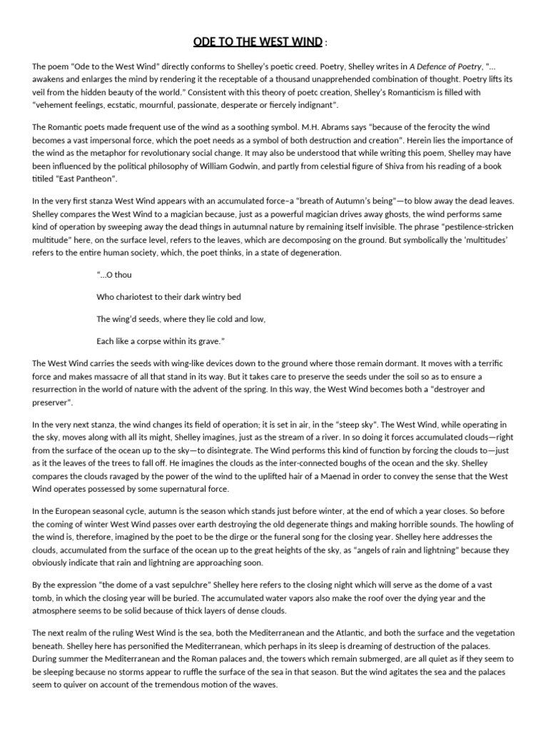 Ode To The West Wind | PDF