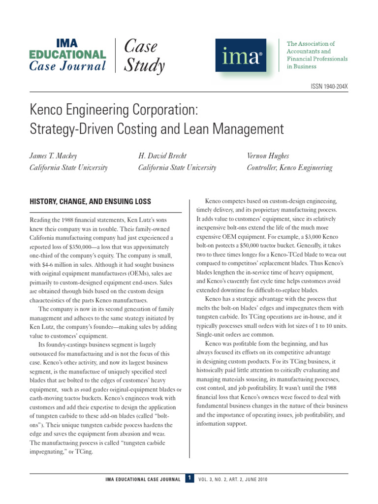 Kenco Engineering Corporation Strategy Driven Costing and Lean ...