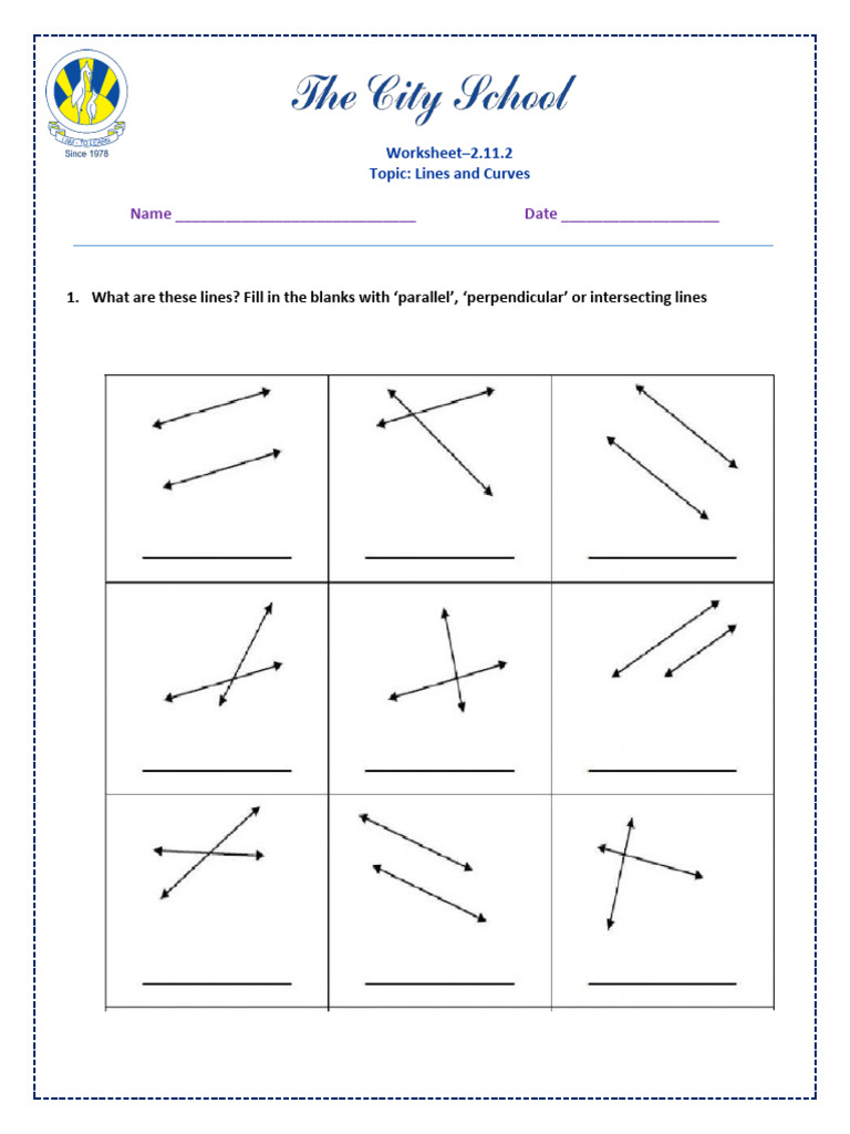 Class 3 Worksheet 2.11.2 - Lines and Curves | PDF