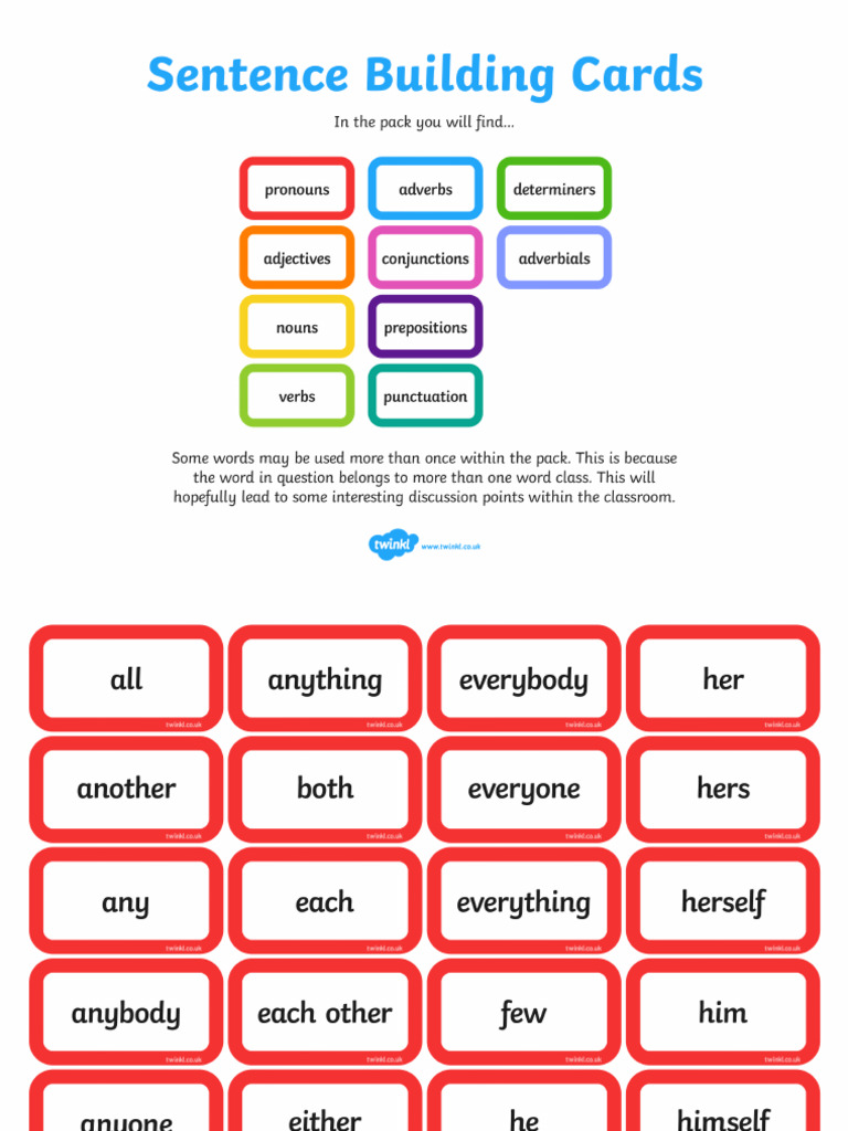 Sentence Building Cards Y3-4 | PDF