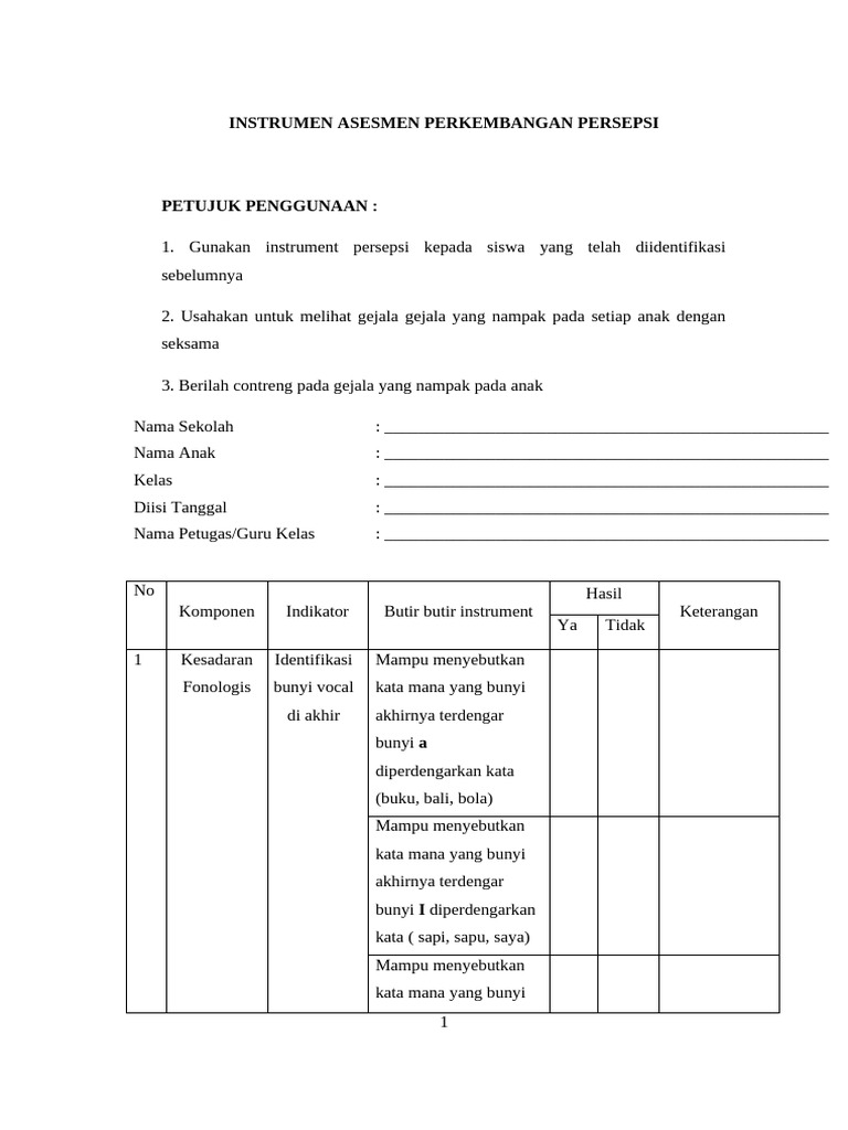 Instrumen Asesmen Perkembangan-A02 | PDF