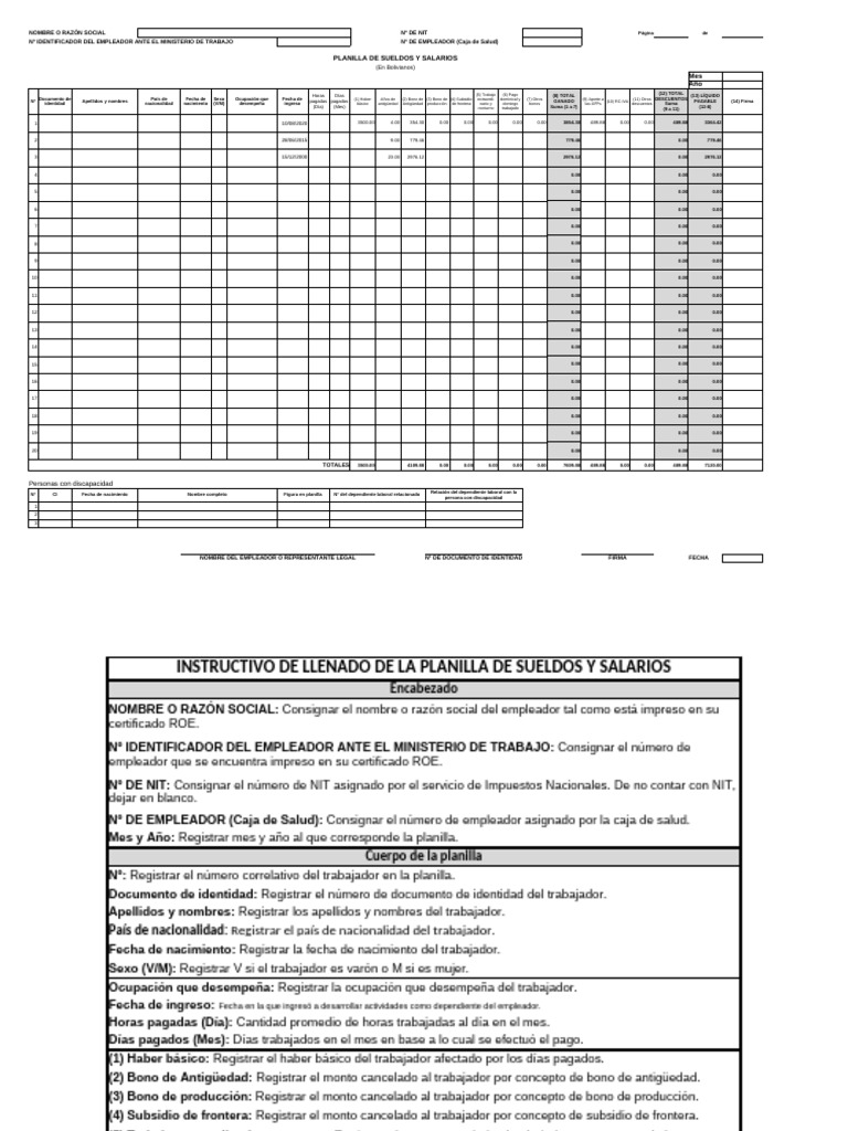 Formato Planilla Mensual Con Formulas | PDF