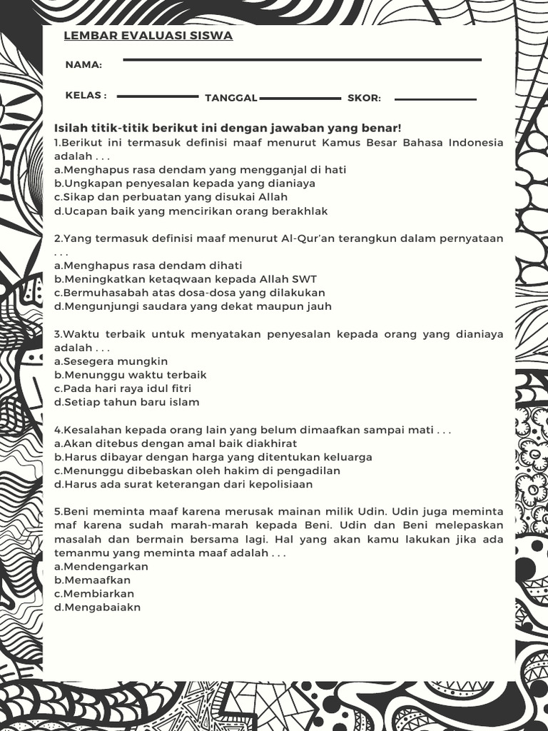 Isilah titik-titik berikut ini dengan jawaban yang benar! | PDF Isilah titik-titik berikut ini dengan jawaban yang benar! | PDF