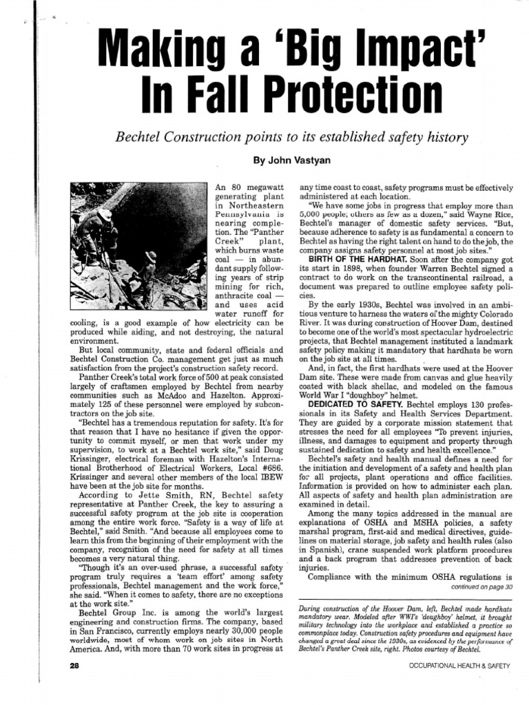 Bechtel's Construction Safety Program - 1992 | PDF