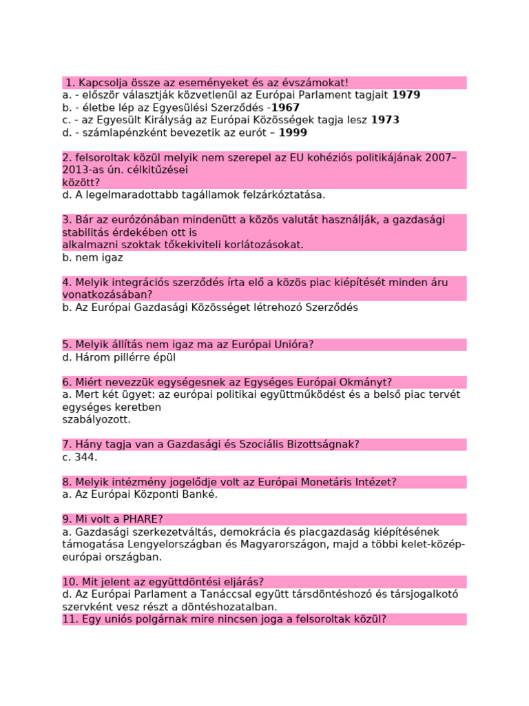 EU CHEAT Tesztek Egybe | PDF