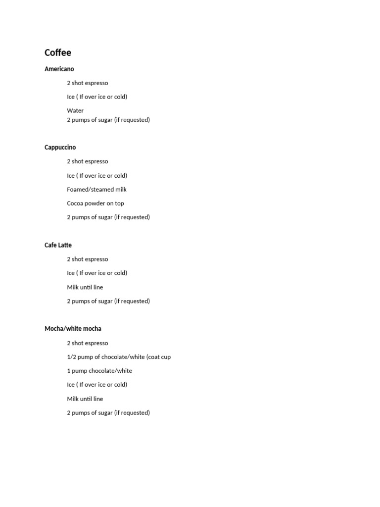 Coffee Recipe | PDF