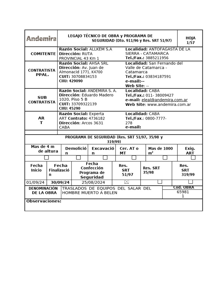 Programa de Seguridad Demov ALLKEM 8 | PDF