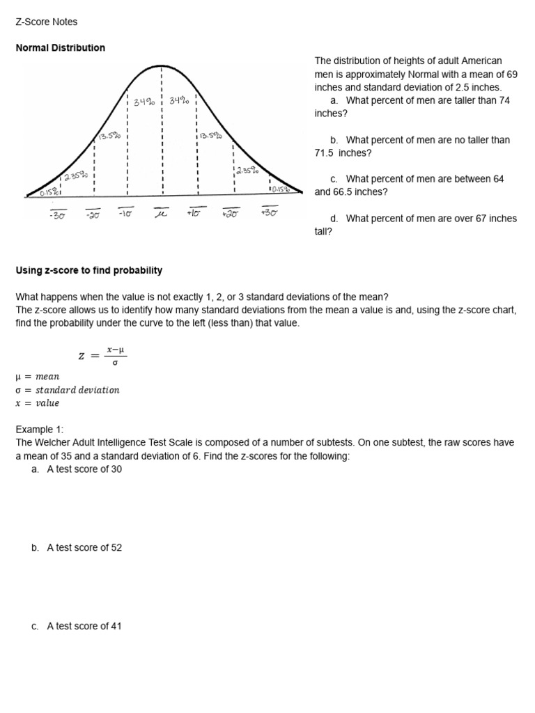 Z-Score Notes | PDF | Standard Score | Standard Deviation