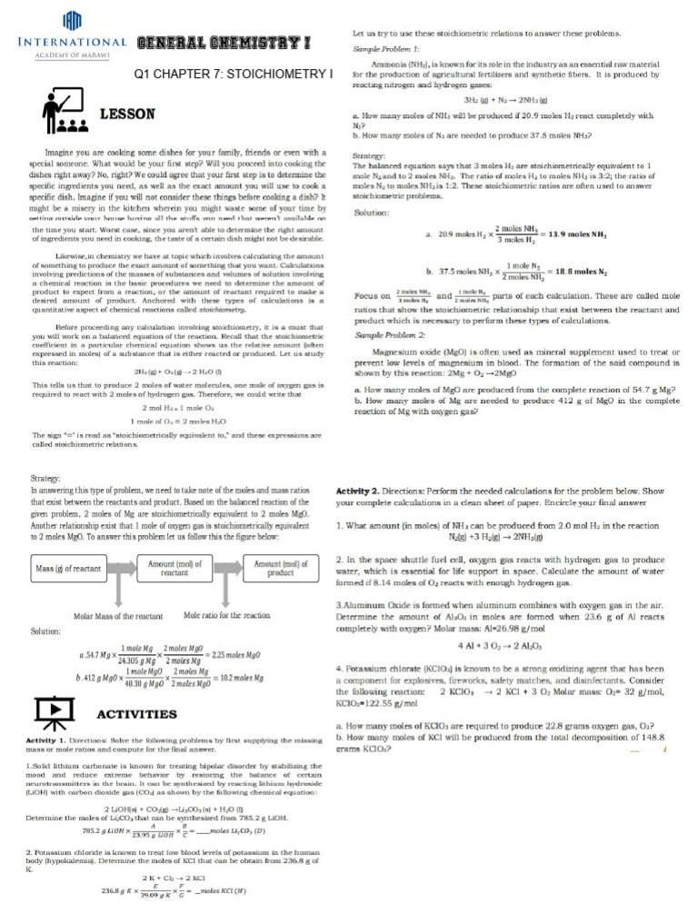 Gen Chem - Chapter 7 STOICHIOMETRY | PDF
