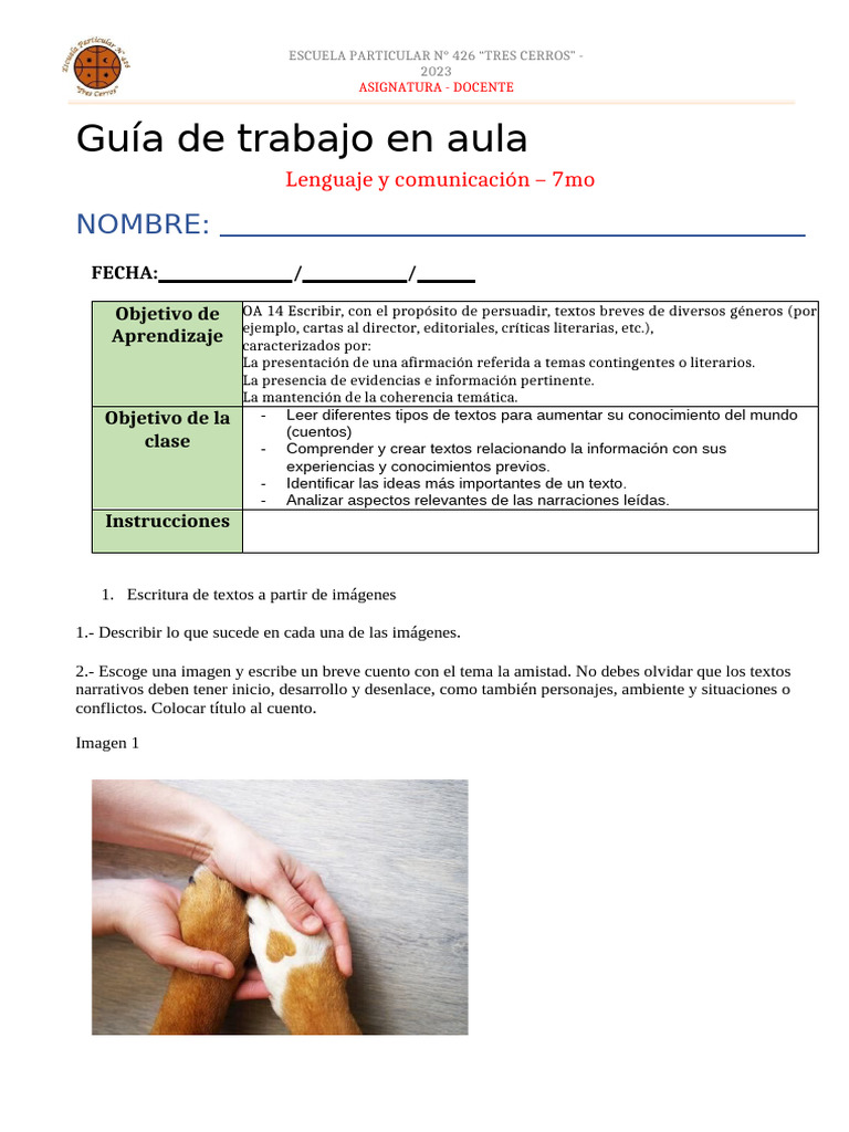 Guia de Trabajo 3 de 7mo Grado Lenguaje | PDF