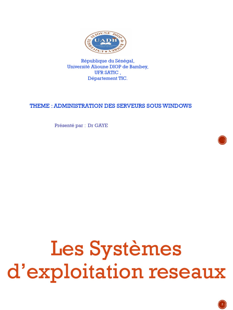 Cours GAYE Administration Windows Server - SE RESEAUX | PDF