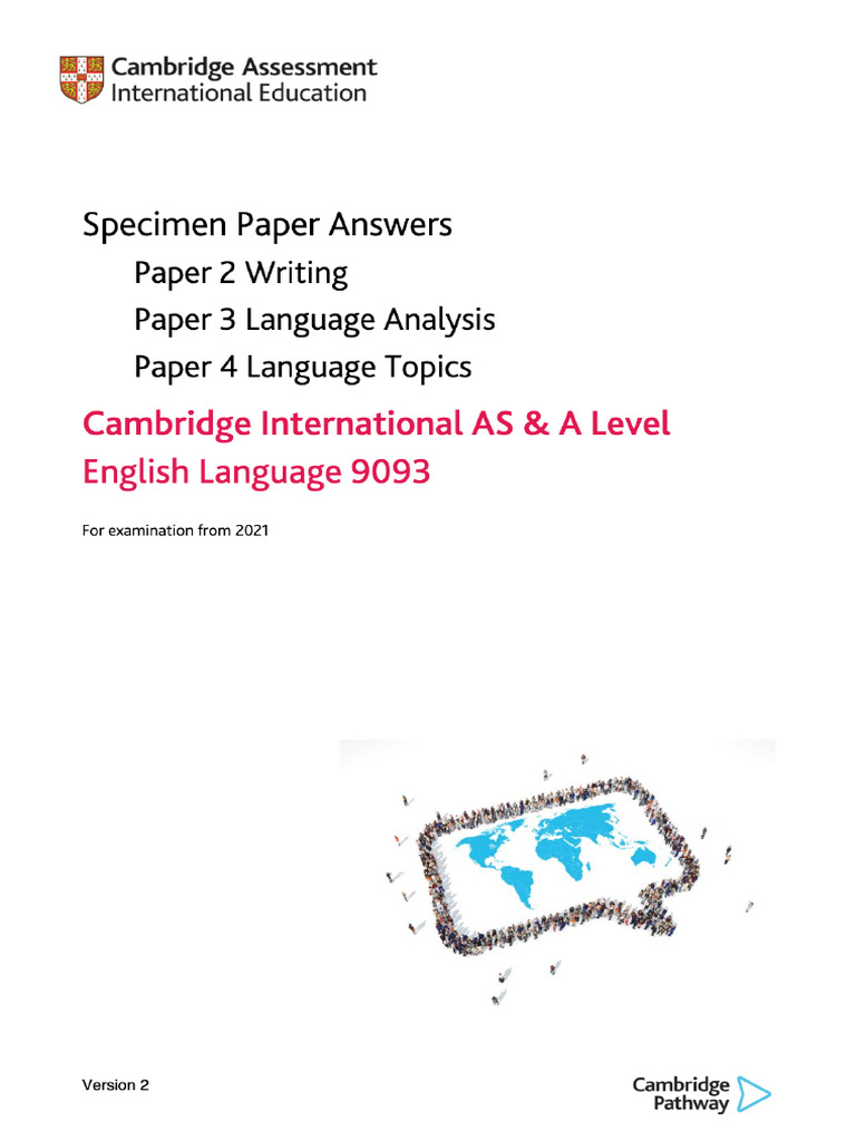 9093 Specimen Paper Answers For Examination From 2021 1 | PDF