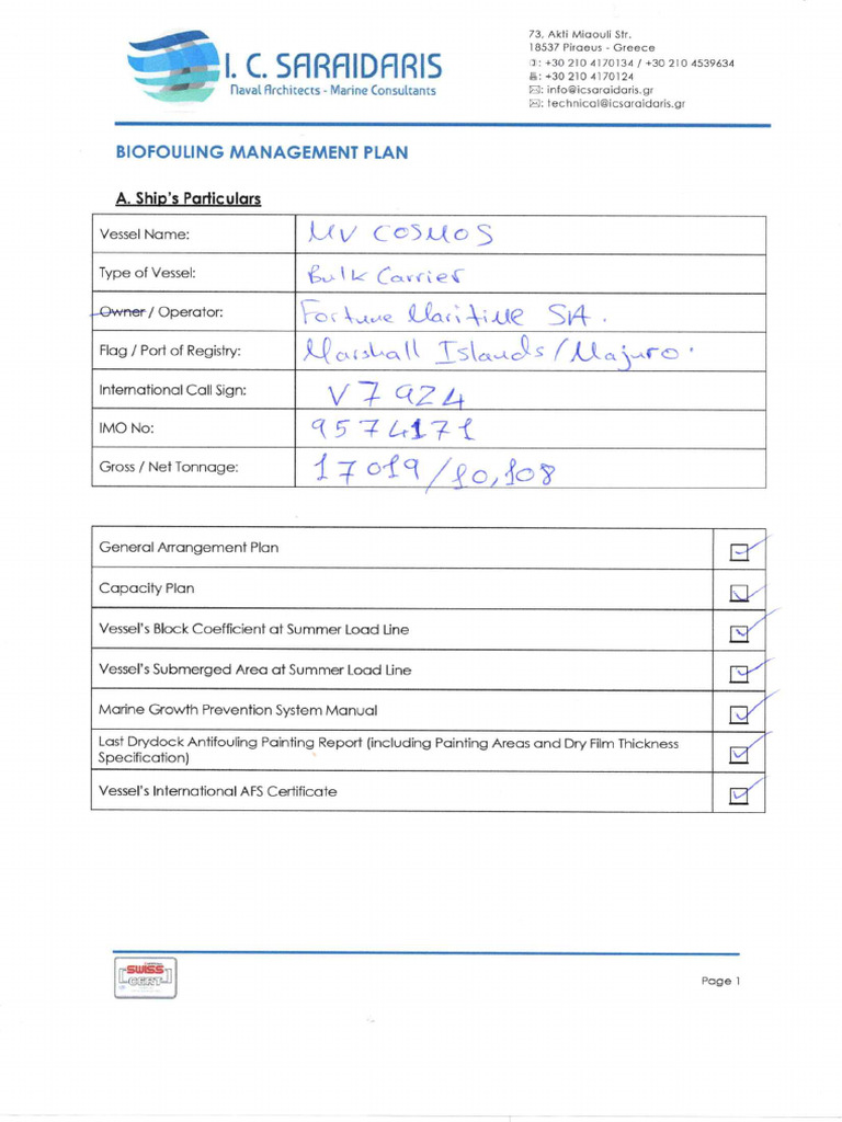 Biofouling Plan Form | PDF