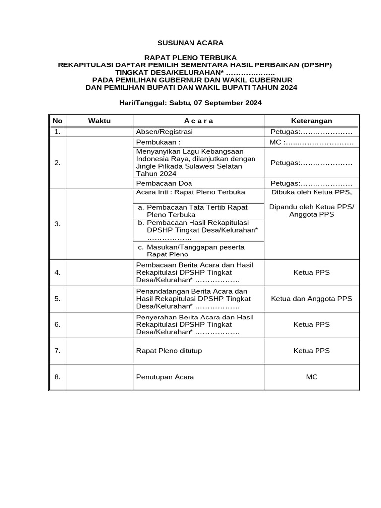 Format Rundown Pleno DPSHP PPS | PDF