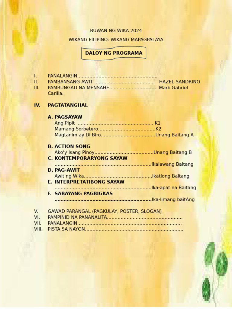 Buwan NG Wika 2024 | PDF