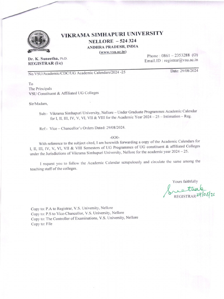 UG Revised Academic Calendar - 2024-25 | PDF
