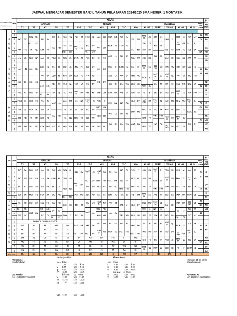 Roster Ganjil 2024-2025 | PDF