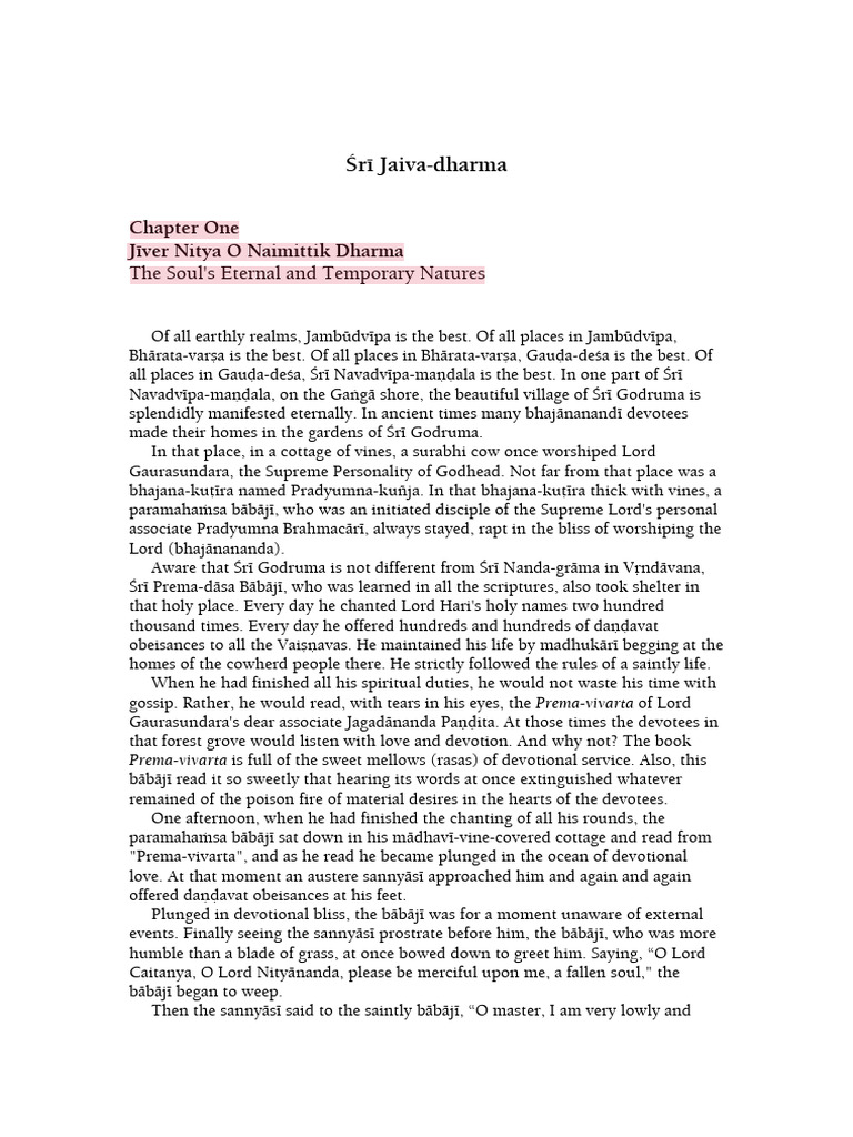 Bhaktivinoda Thakura Jaiva Dharma | PDF