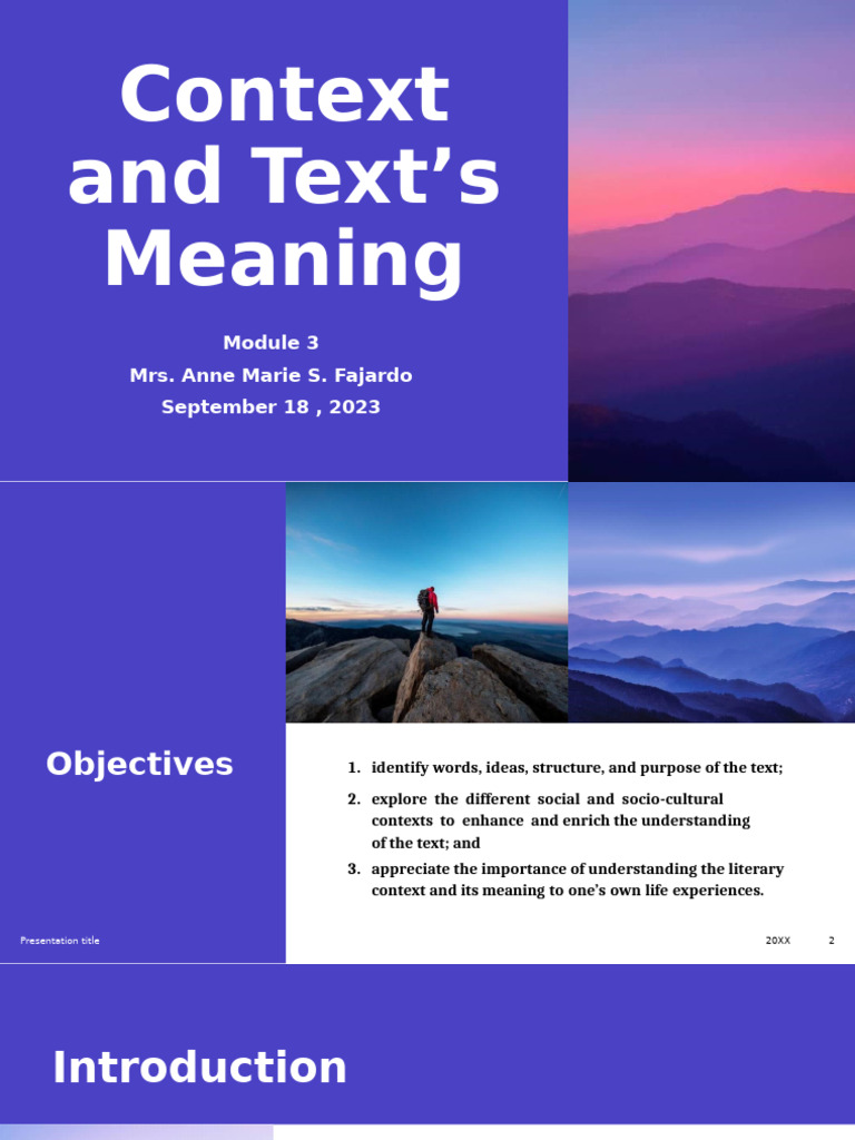 Module 3 Context and Texts Meaning 1 | PDF