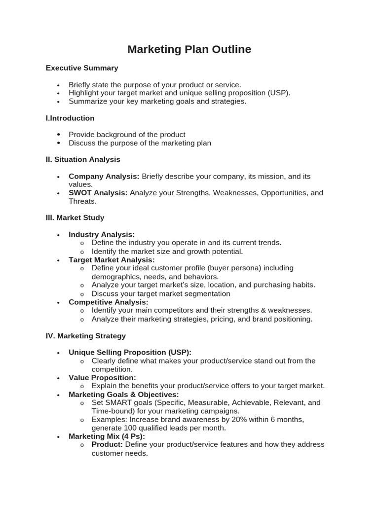 Marketing Plan Outline | PDF