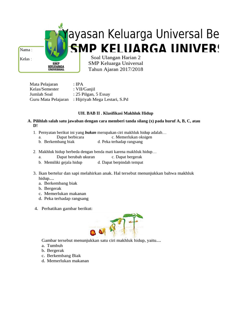 Soal Uh 2 Kurtilas | PDF