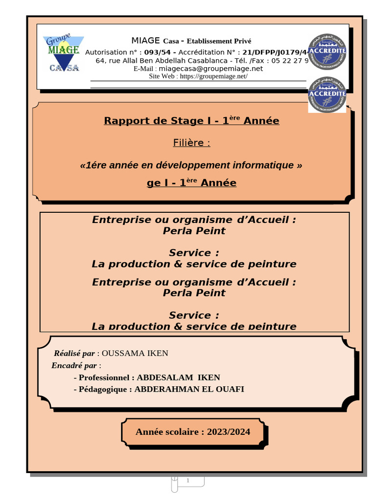 Rapport de Stage 2024 | PDF