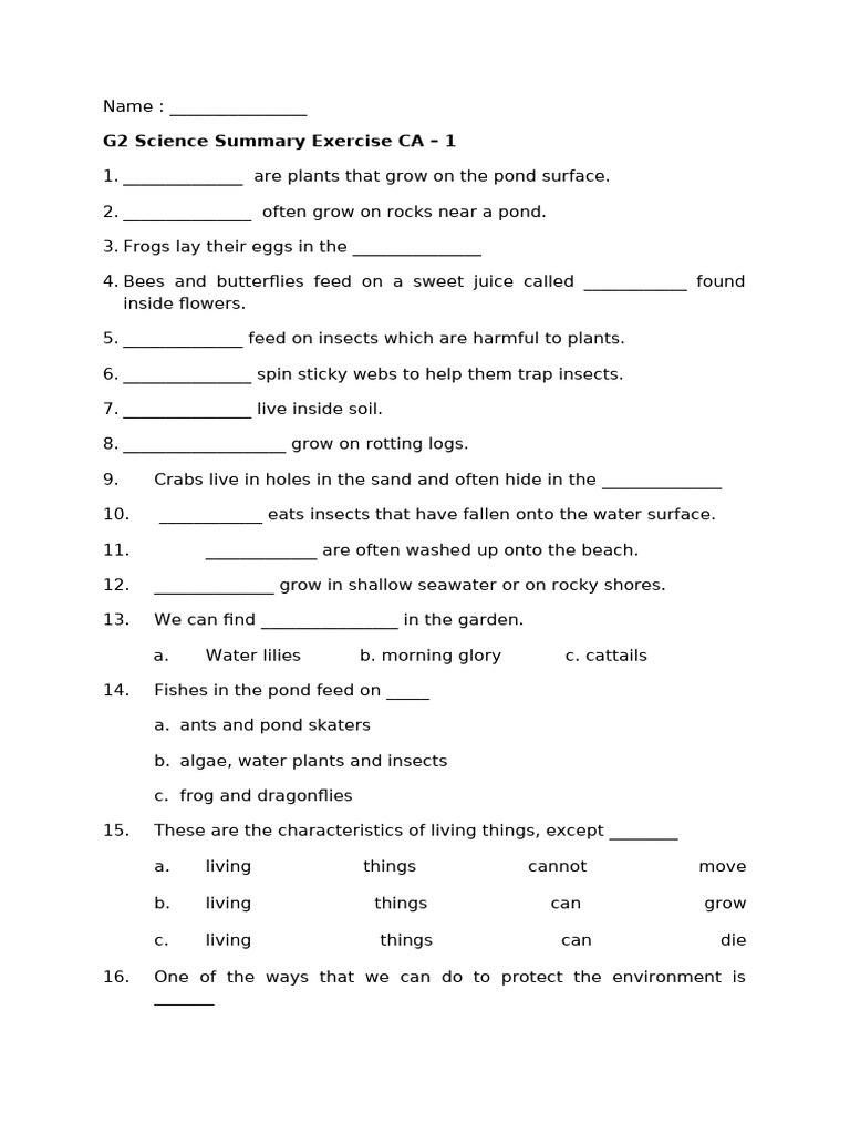 G2 Science CA-1 | PDF