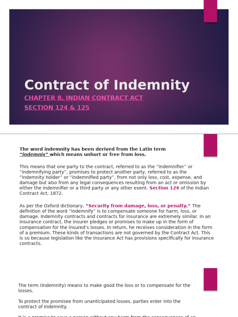 Contract of Indemnity | PDF
