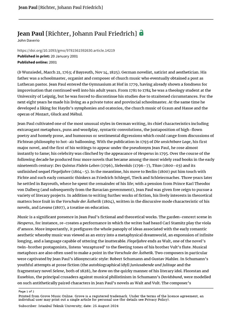 Jean Paul Richter | PDF