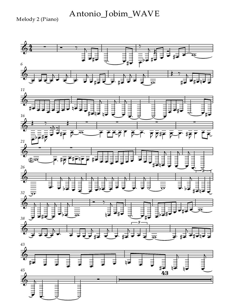 Antonio - Jobim - WAVE - Melody 2 (Piano) | PDF