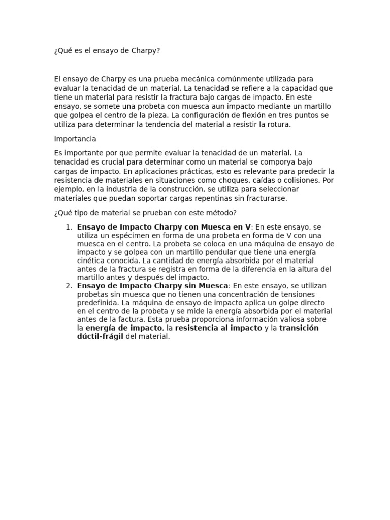 Qué Es El Ensayo de Charpy | PDF