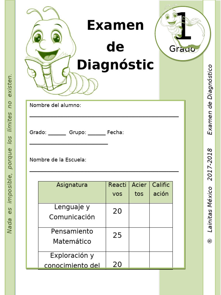 1er Grado - Examen de Diagnóstico (2017-2018) - Doc | PDF