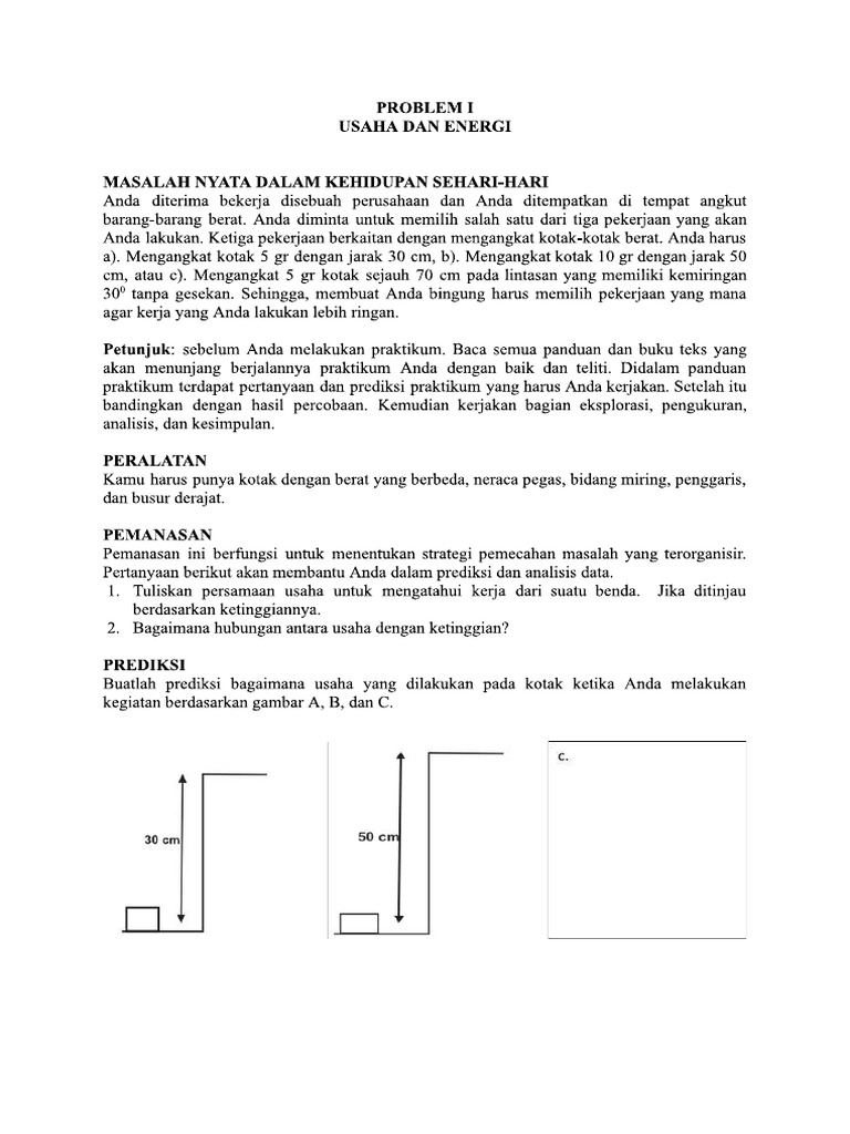 Lembar Kerja 1. Usaha Dan Energi | PDF