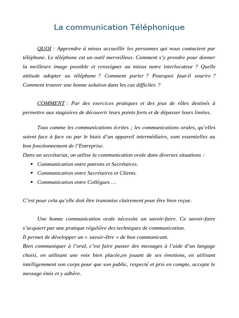 5 La Communication Téléphonique | PDF