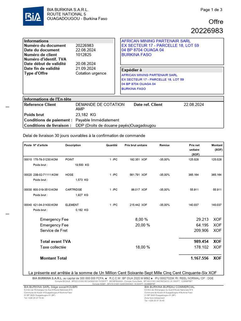 Demande de Cotation Amp | PDF