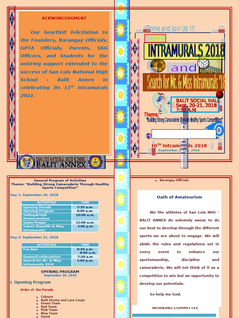 Intramurals Program 2018 | PDF | Sports