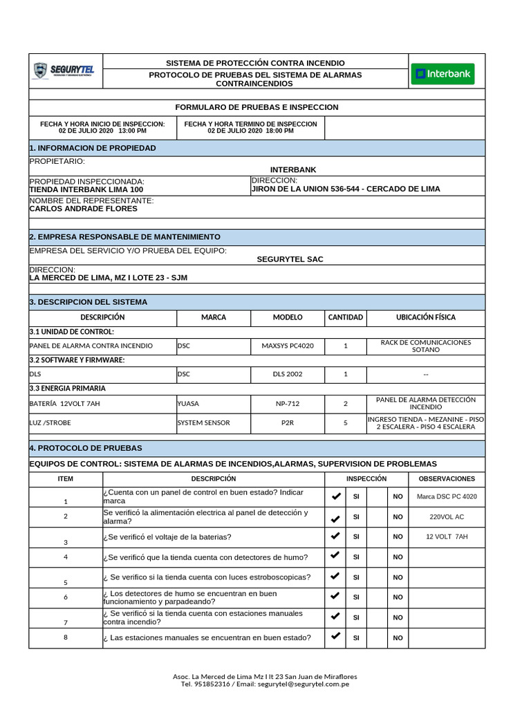 Protocolo de Pruebas | PDF