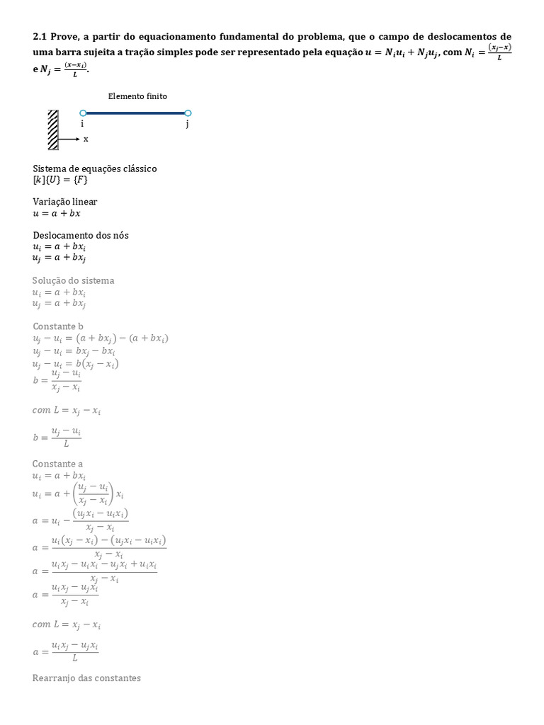 Lista de Exercícios Cap 2 - Revisada Elementos Finitos | PDF