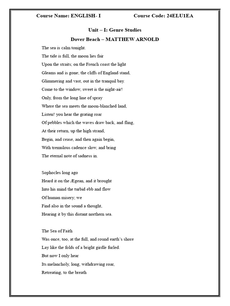 English - I Unit-I Text | PDF